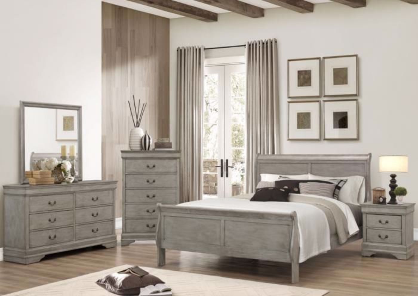 Louis Philippe Bedroom Set - Gray | Home Furniture