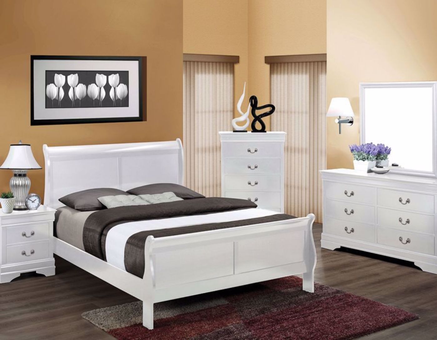 Louis Philippe Bedroom Set - White | Home Furniture