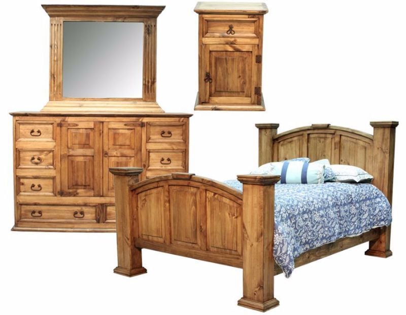 Vintage Rustic Bedroom Set - Light Brown | Home Furniture