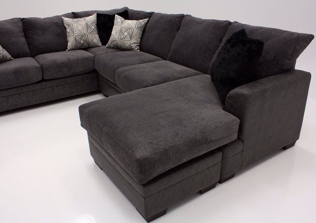 Akan Sectional Sofa with Chaise - Gray | Home Furniture