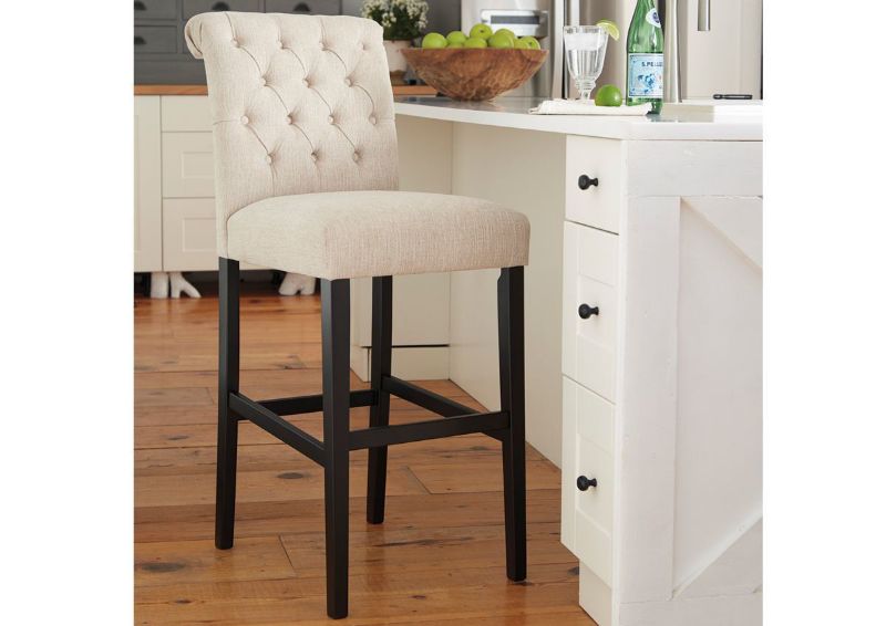 Tripton 30 Inch Upholstered Barstool - Off White | Home Furniture