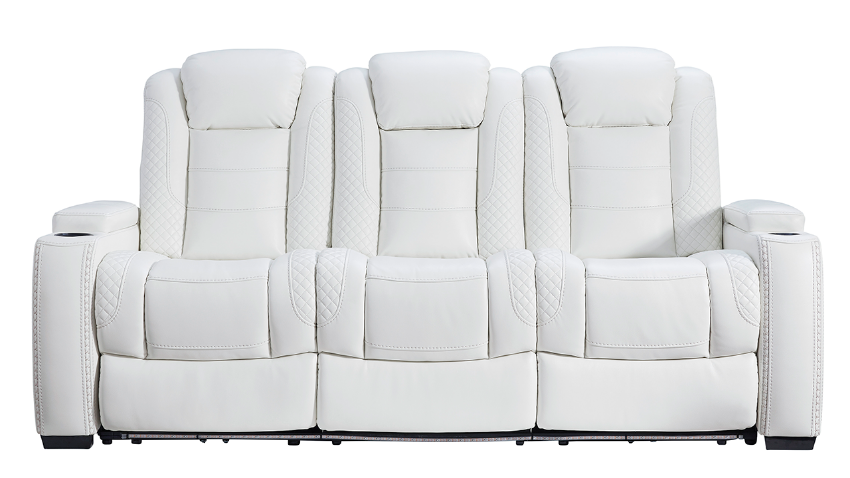 Party Time POWER Reclining Sofa Set - White | Home Furniture