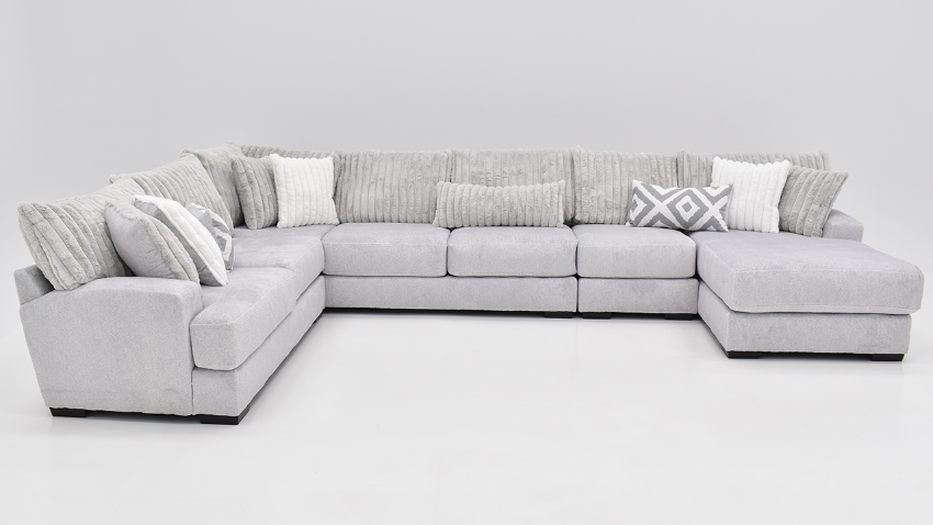 Tweed Large Sectional Sofa with Chaise - Light Gray | Home Furniture ...