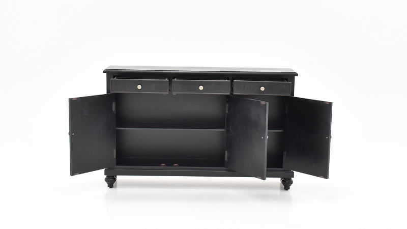 Raven 3 Door Console Media Cabinet - Black | Home Furniture