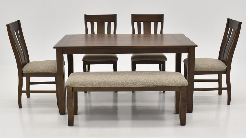 Everett 6 Piece Dining Table Set - Brown | Home Furniture