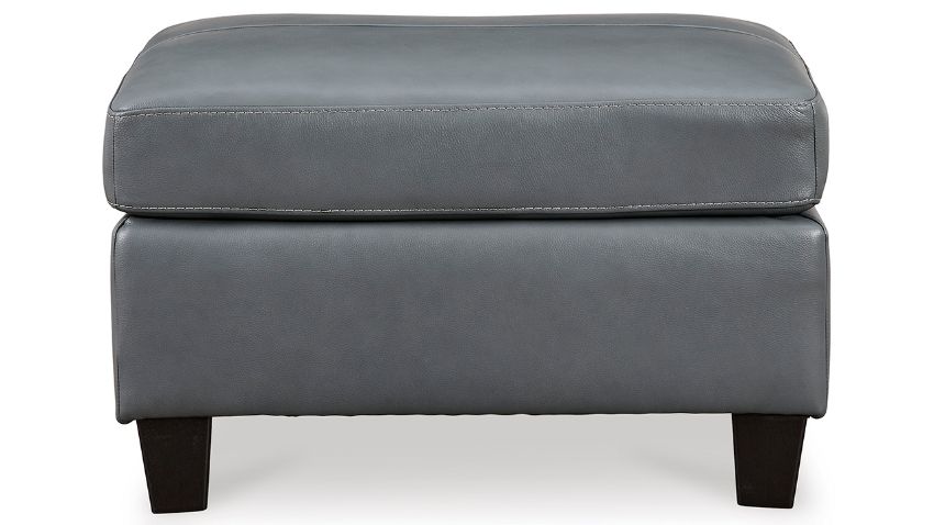 Genoa Leather Ottoman - Gray | Home Furniture