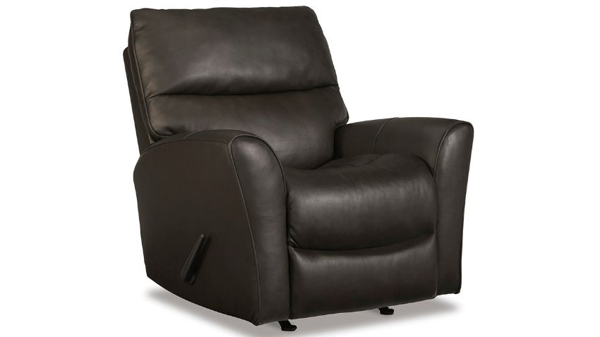 Mcaleer Leather Rocker Recliner - Dark Gray | Home Furniture