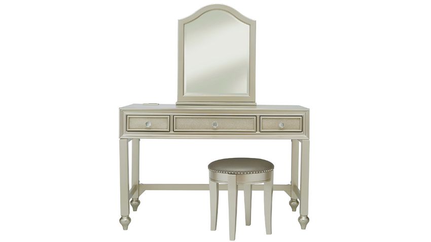 Lil Diva Vanity with Stool - Silver | Home Furniture