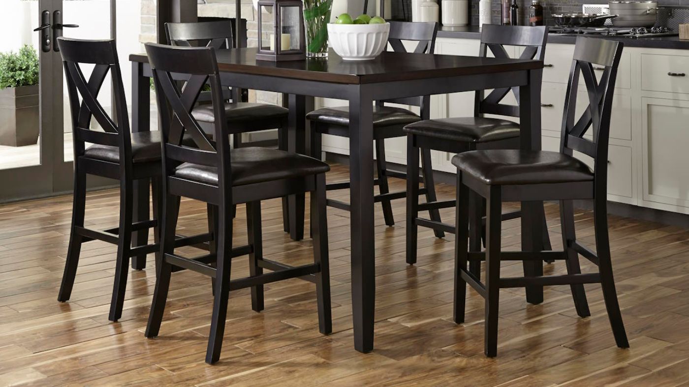 Thornton 7-Piece Gathering Table Set - Black | Home Furniture