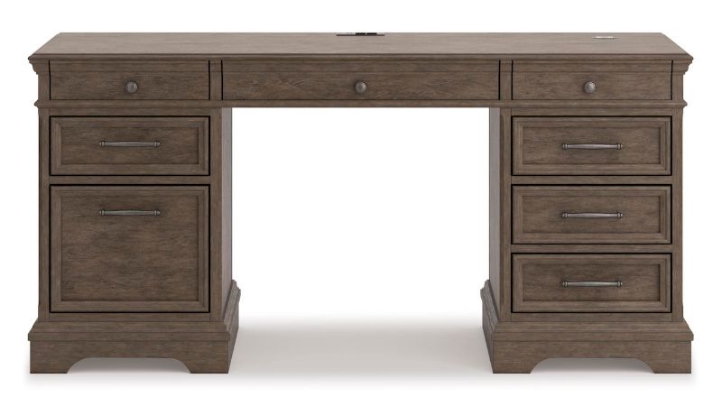 Janismore Executive Desk - Weathered Gray | Home Furniture