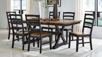 Wildenauer 6-Piece Dining Set - Black with Brown Top | Home Furniture